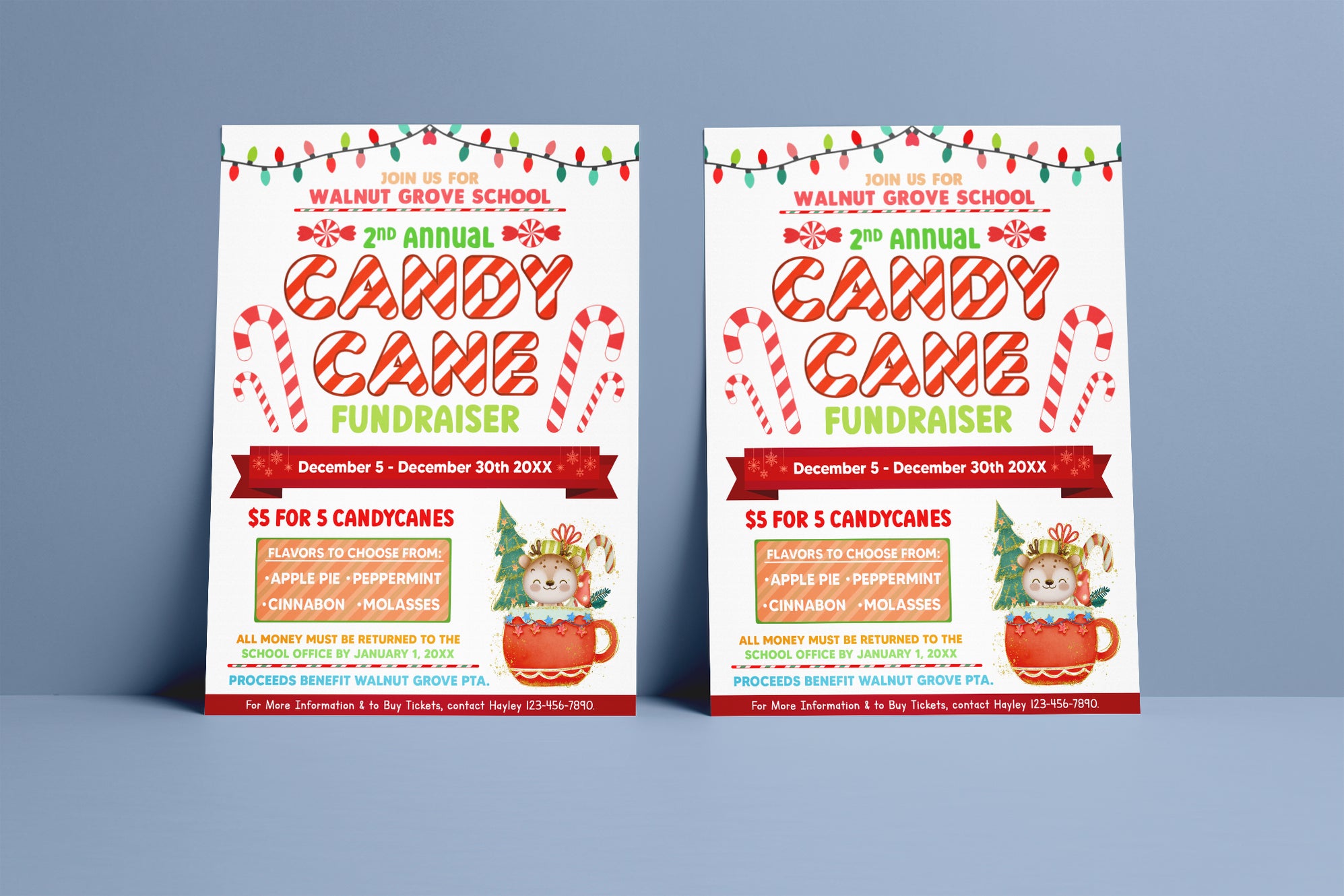 Customizable Candy Cane Flyer Template | Christmas Holiday Fundraiser ...