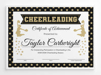 Cheerleading Sport Award Black and Gold Template | Cheerleader ...