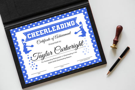 Cheerleader Certificate Royal Blue Template | Cheerleading Sport Award ...