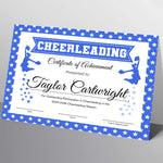 Cheerleader Certificate Royal Blue Template | Cheerleading Sport Award ...
