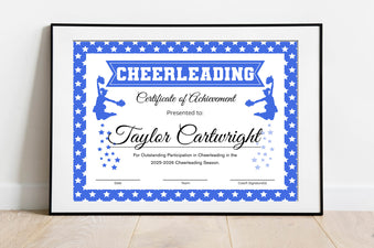 Cheerleader Certificate Royal Blue Template | Cheerleading Sport Award ...