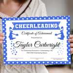 Cheerleader Certificate Royal Blue Template | Cheerleading Sport Award ...