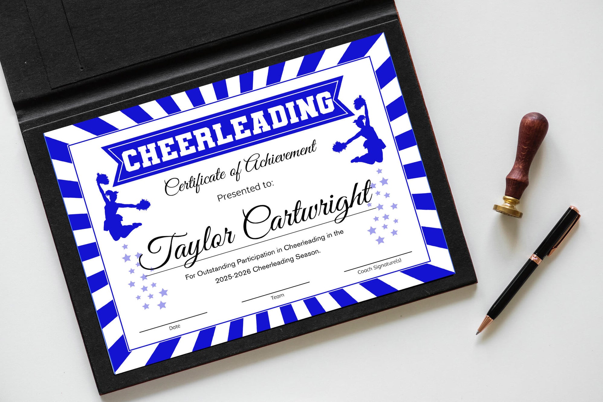 DIY Cheerleading Sport Award Certificate | Cheerleader Achievement ...