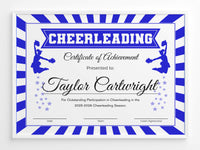 DIY Cheerleading Sport Award Certificate | Cheerleader Achievement ...