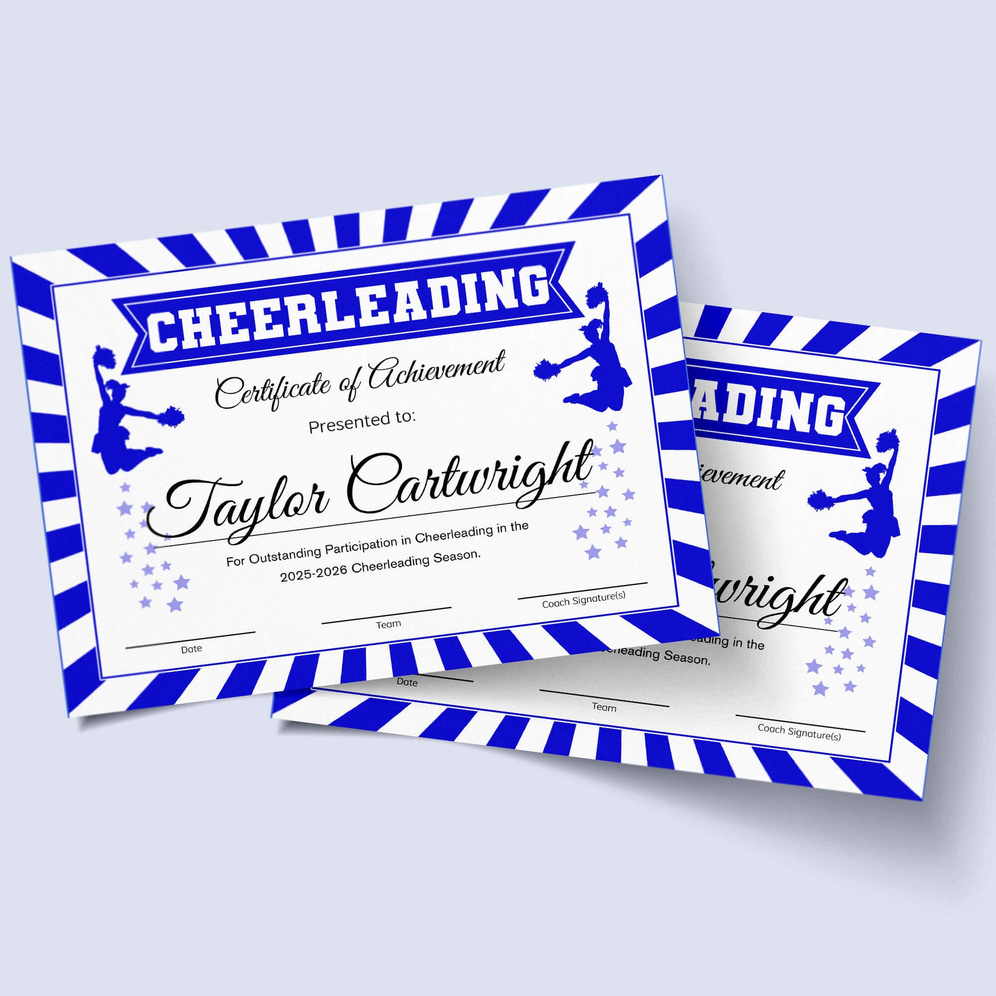 DIY Cheerleading Sport Award Certificate | Cheerleader Achievement ...