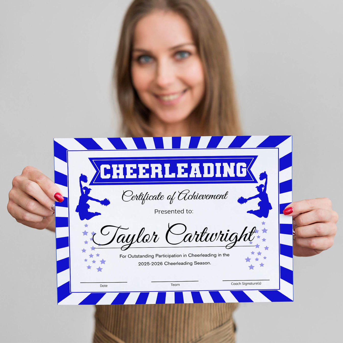 DIY Cheerleading Sport Award Certificate | Cheerleader Achievement ...