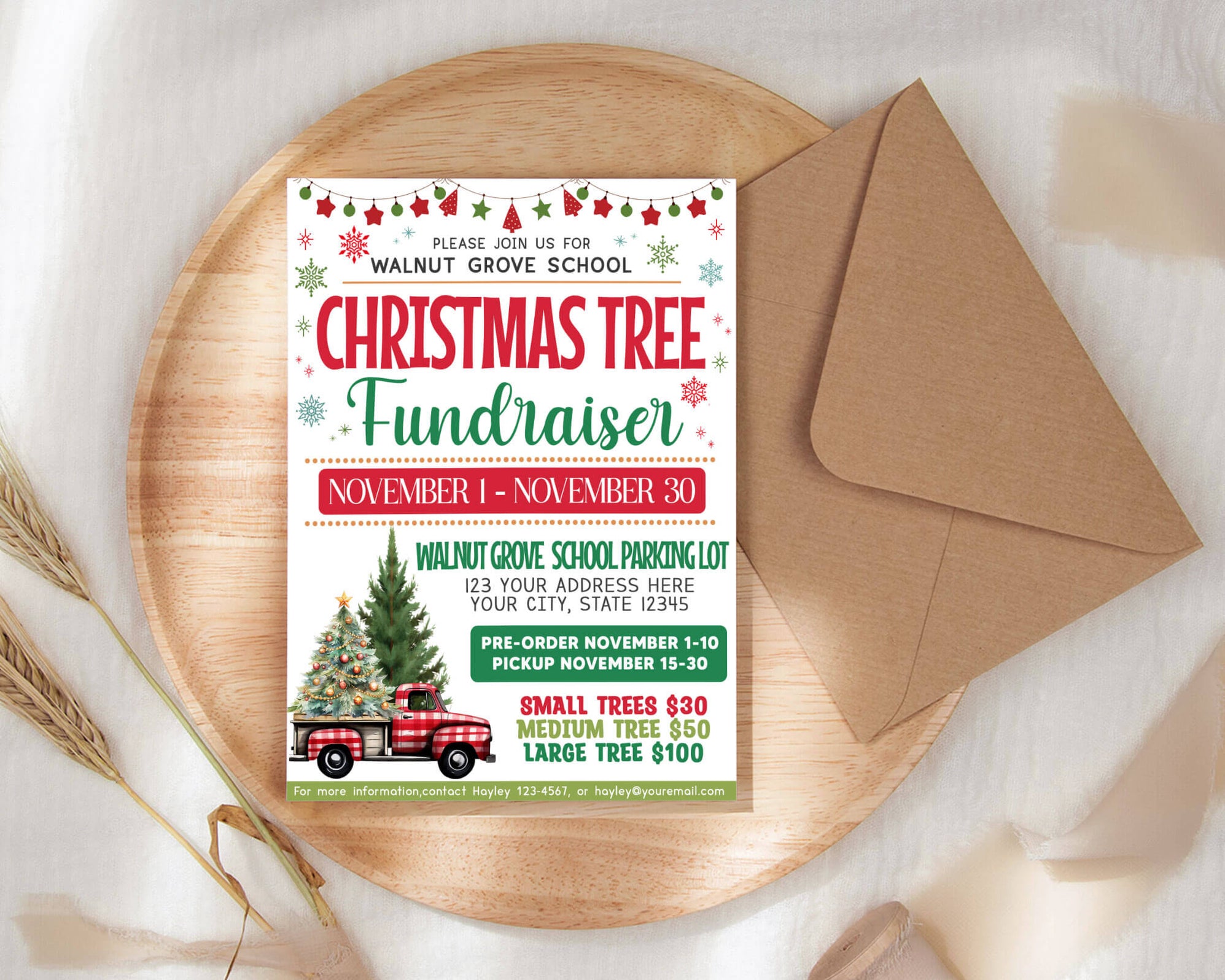 Christmas Tree Fundraiser Flyer Template | PTO PTA Church Community ...