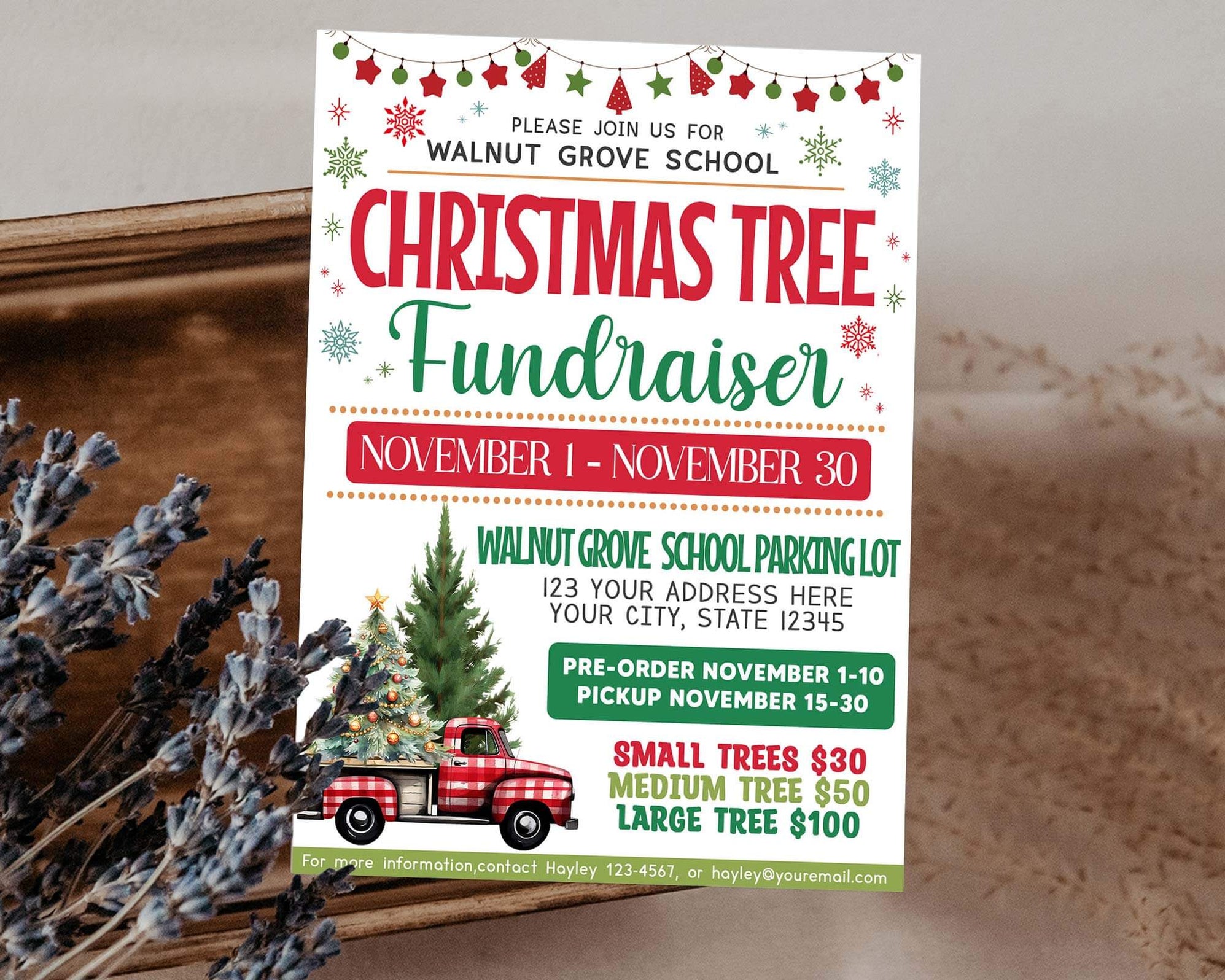 Christmas Tree Fundraiser Flyer Template | PTO PTA Church Community ...