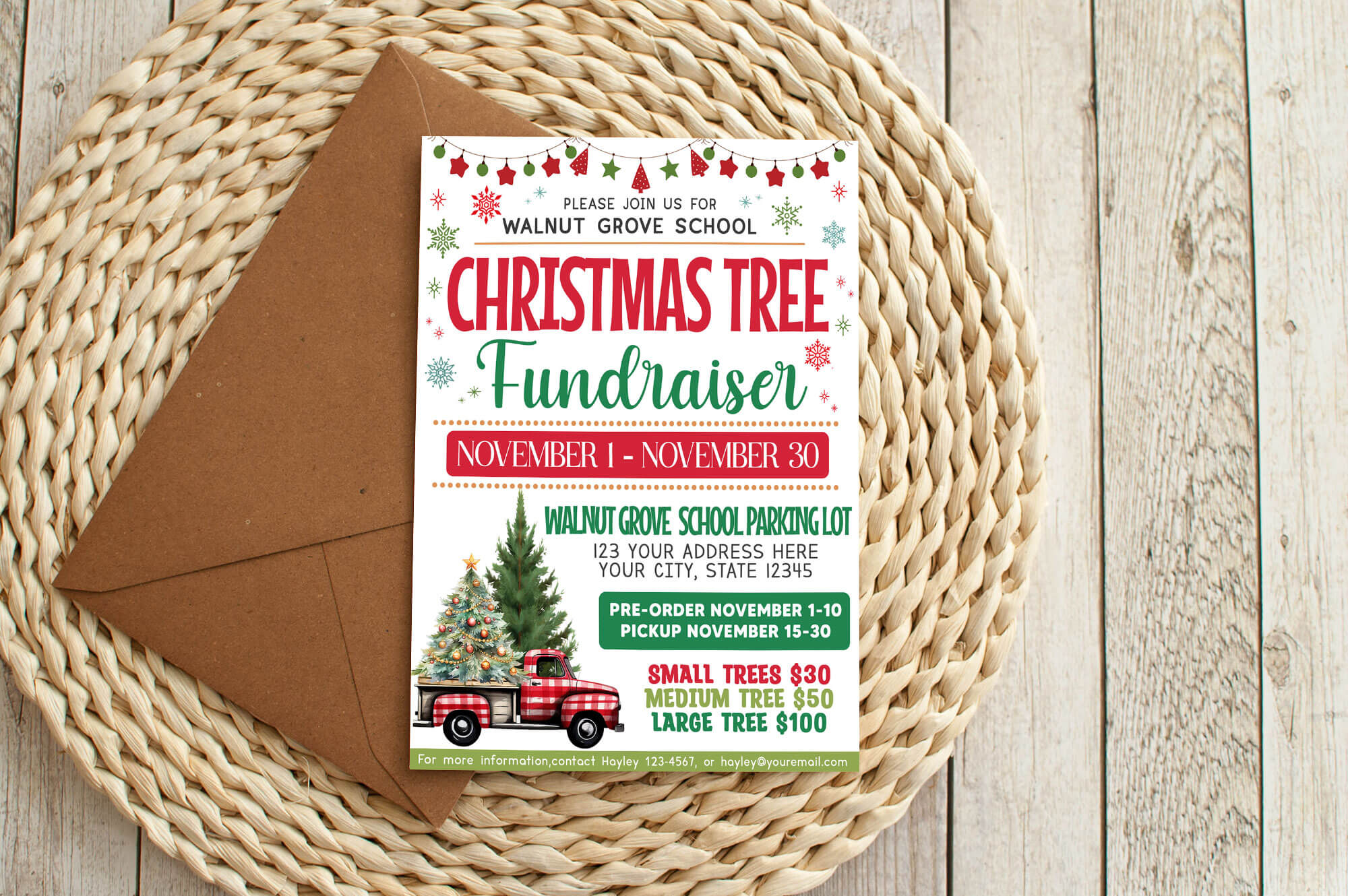 Christmas Tree Fundraiser Flyer Template | PTO PTA Church Community ...