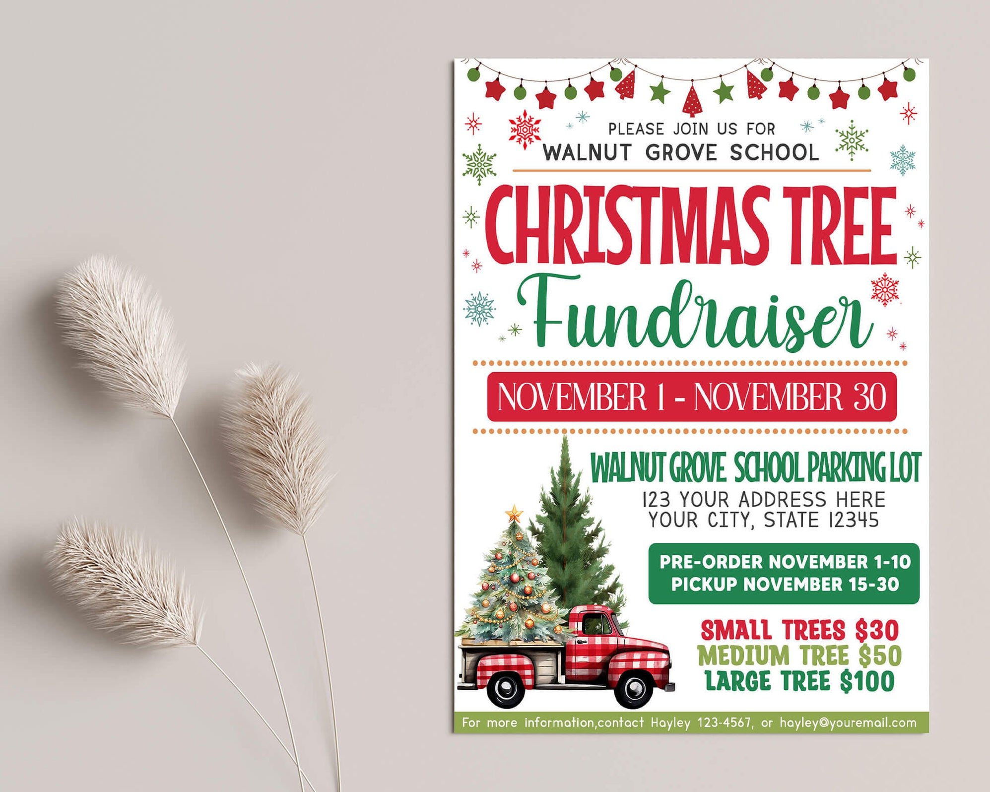 Christmas Tree Fundraiser Flyer Template | PTO PTA Church Community ...