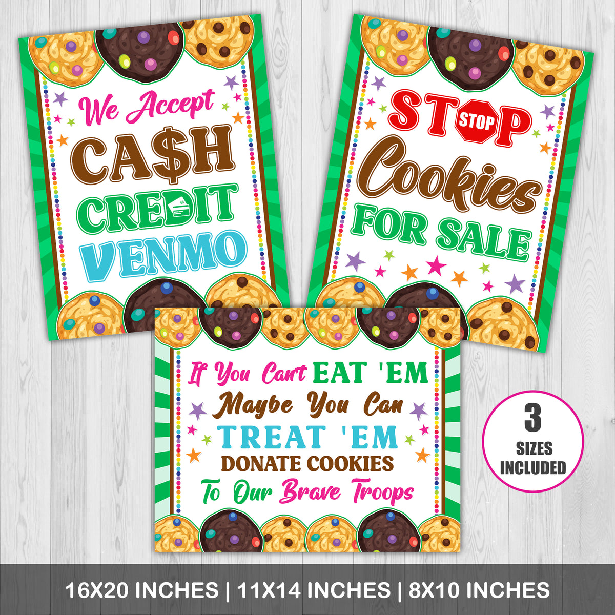 Printable Cookie Booth Sign Bundle | PDF We Accept Payments Sign Cash ...