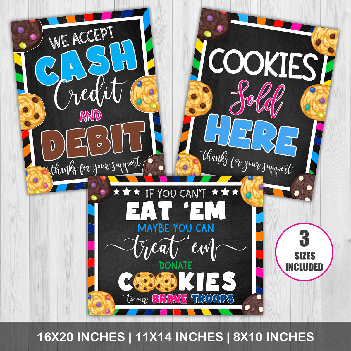 Printable We Accept Payments Sign Cash, Credit and Debit, Cookies Sold ...
