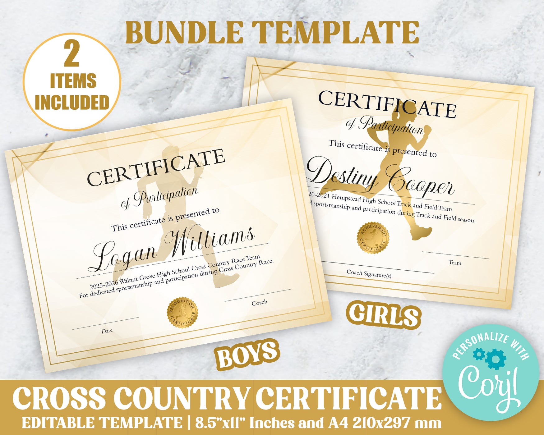 DIY Cross Country Sport Award Certificate for Boys and Girls | Sport ...
