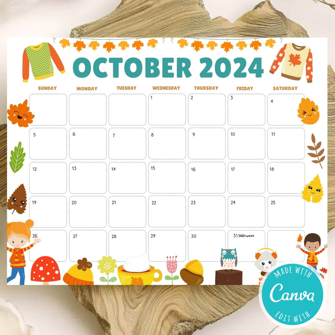 DIY Fall Harvest October Calendar Design - Posh Park