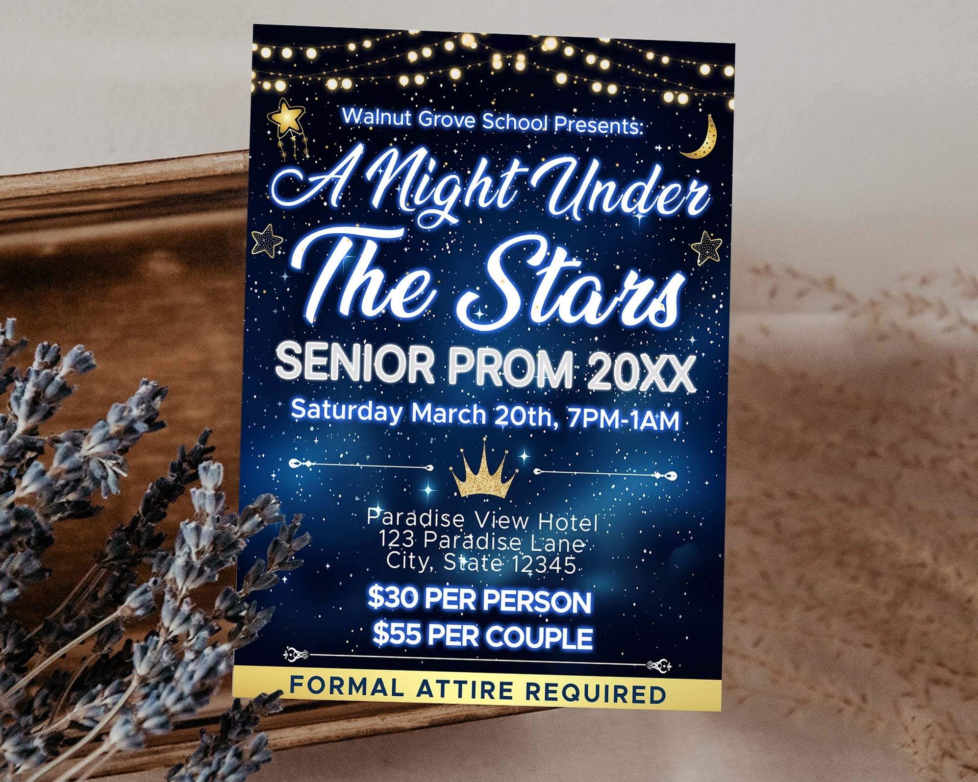 DIY A Night Under The Stars Prom Flyer and Ticket Bundle | School Prom ...