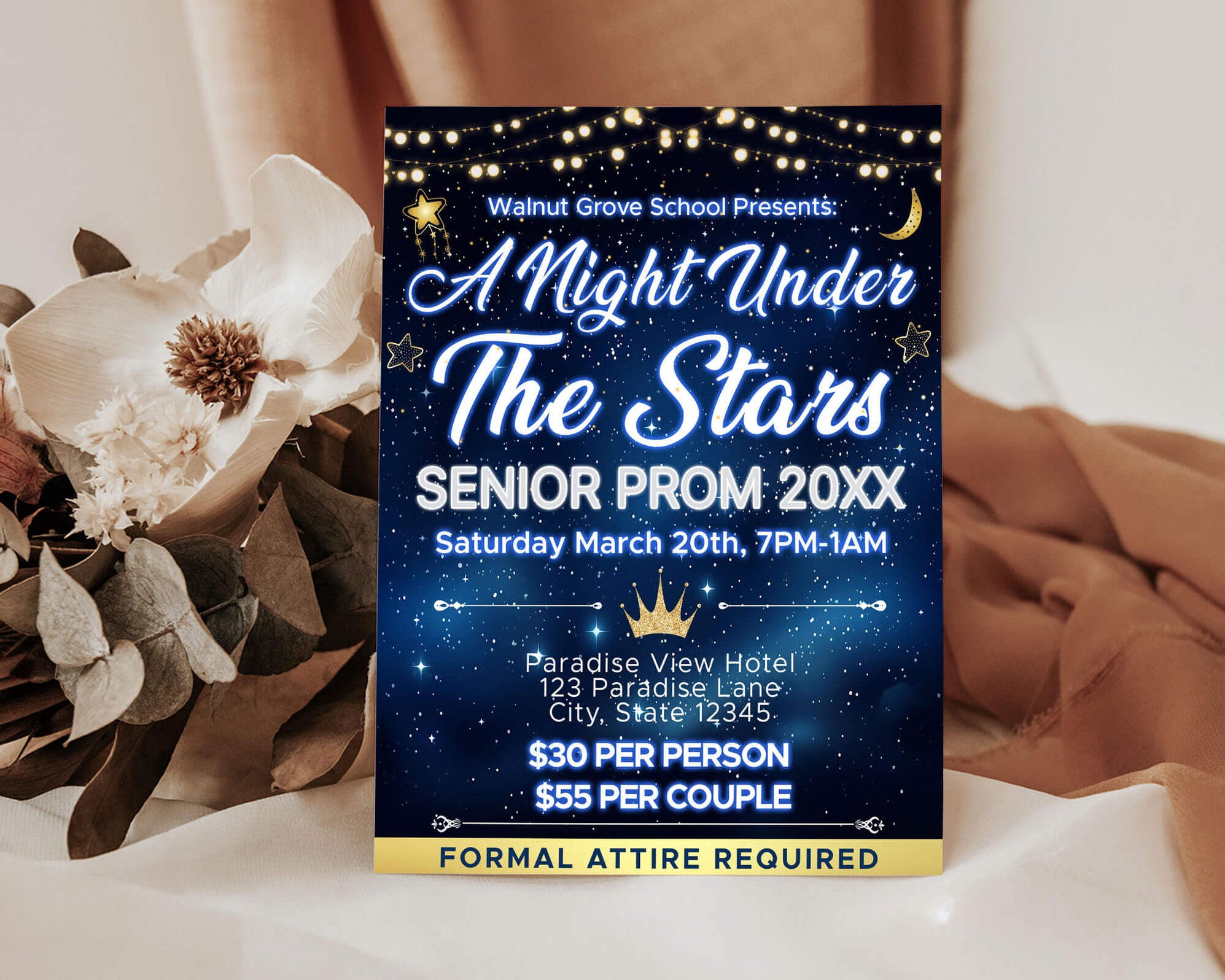 DIY A Night Under The Stars Prom Flyer and Ticket Bundle | School Prom ...