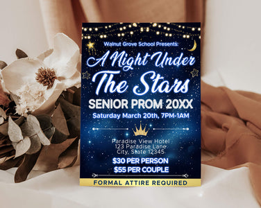 DIY A Night Under The Stars Prom Flyer and Ticket Bundle | School Prom ...
