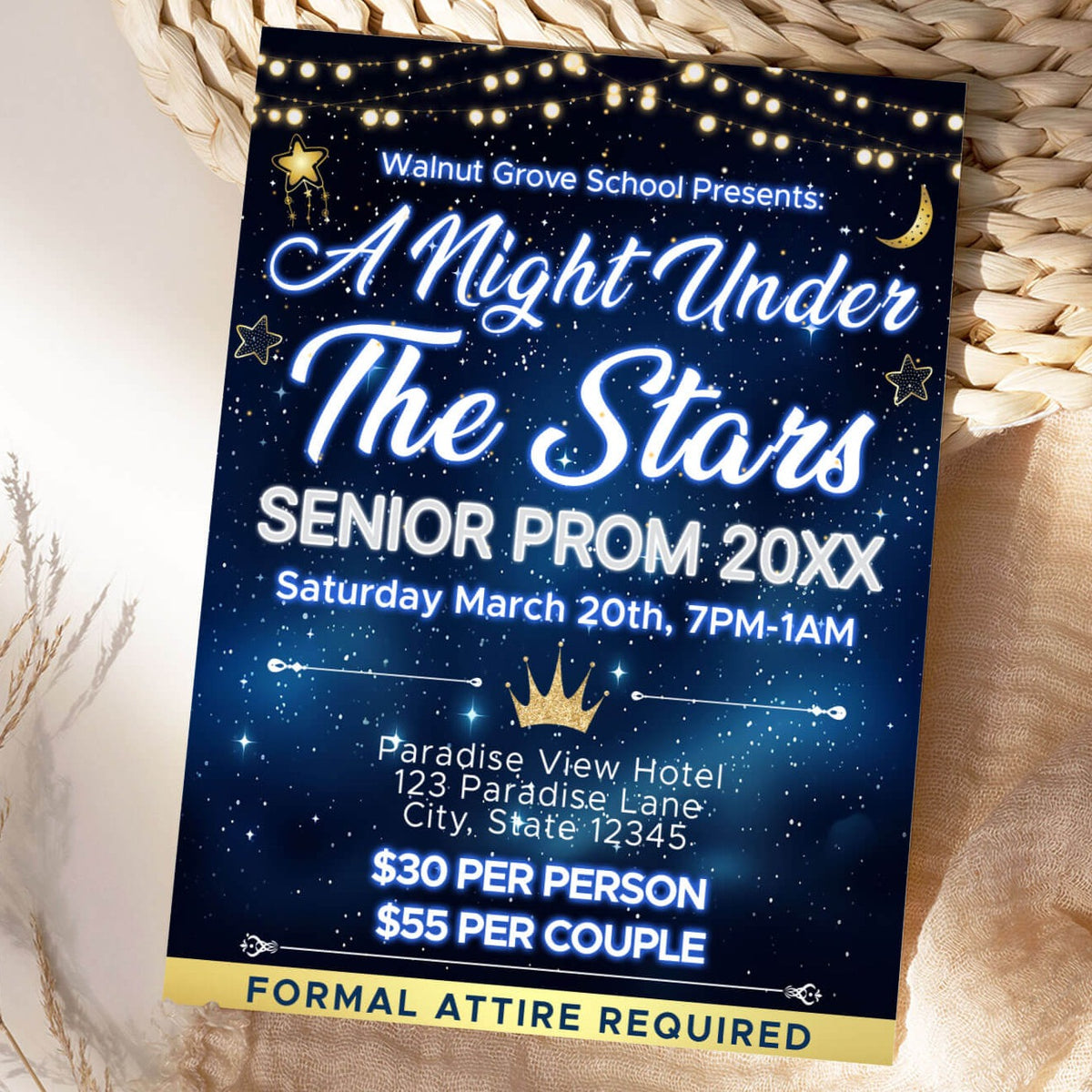 DIY A Night Under The Stars Prom Flyer | School Night Dance Invitation ...