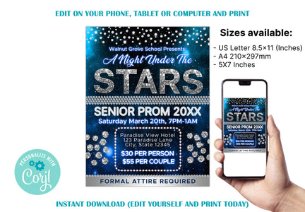 Customizable A Night Under The Stars Prom Invitation Flyer and Ticket ...