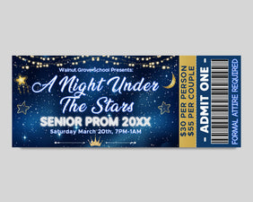 DIY A Night Under The Stars Prom Ticket Template | School Night Dance ...