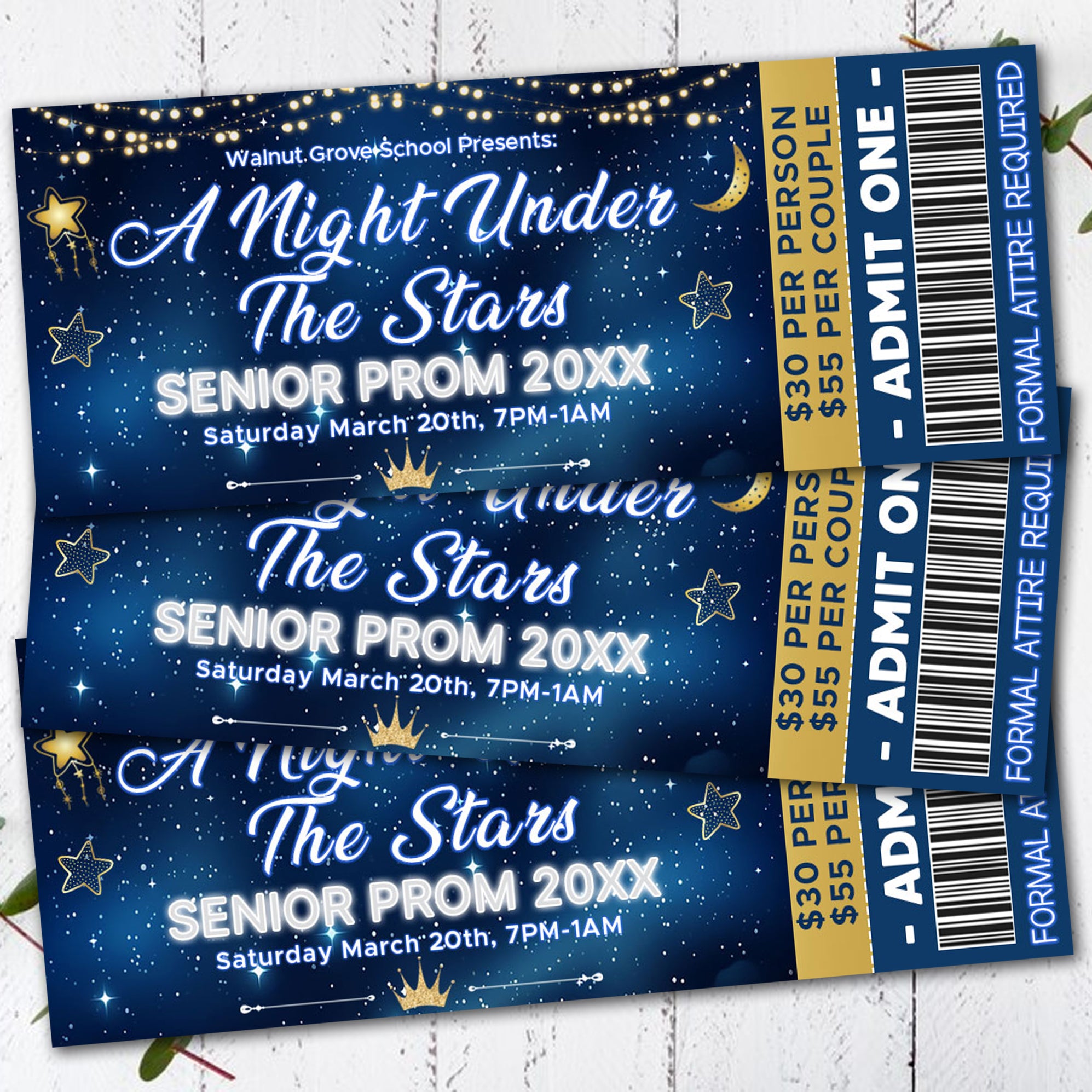 DIY A Night Under The Stars Prom Flyer and Ticket Bundle | School Prom ...