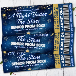 DIY A Night Under The Stars Prom Flyer and Ticket Bundle | School Prom ...