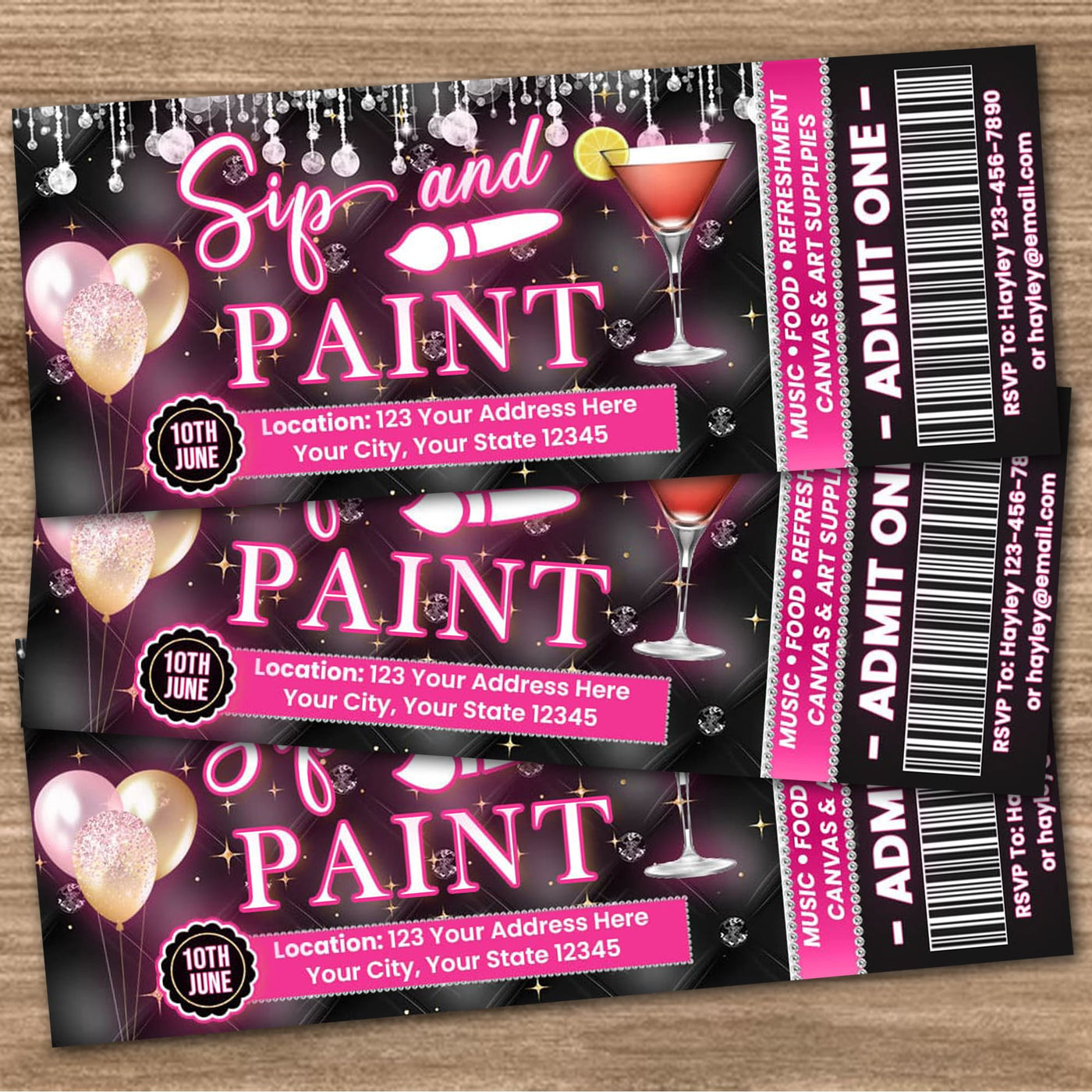 Customizable Sip and Paint Ticket and Flyer Bundle | Paint Party Themed ...