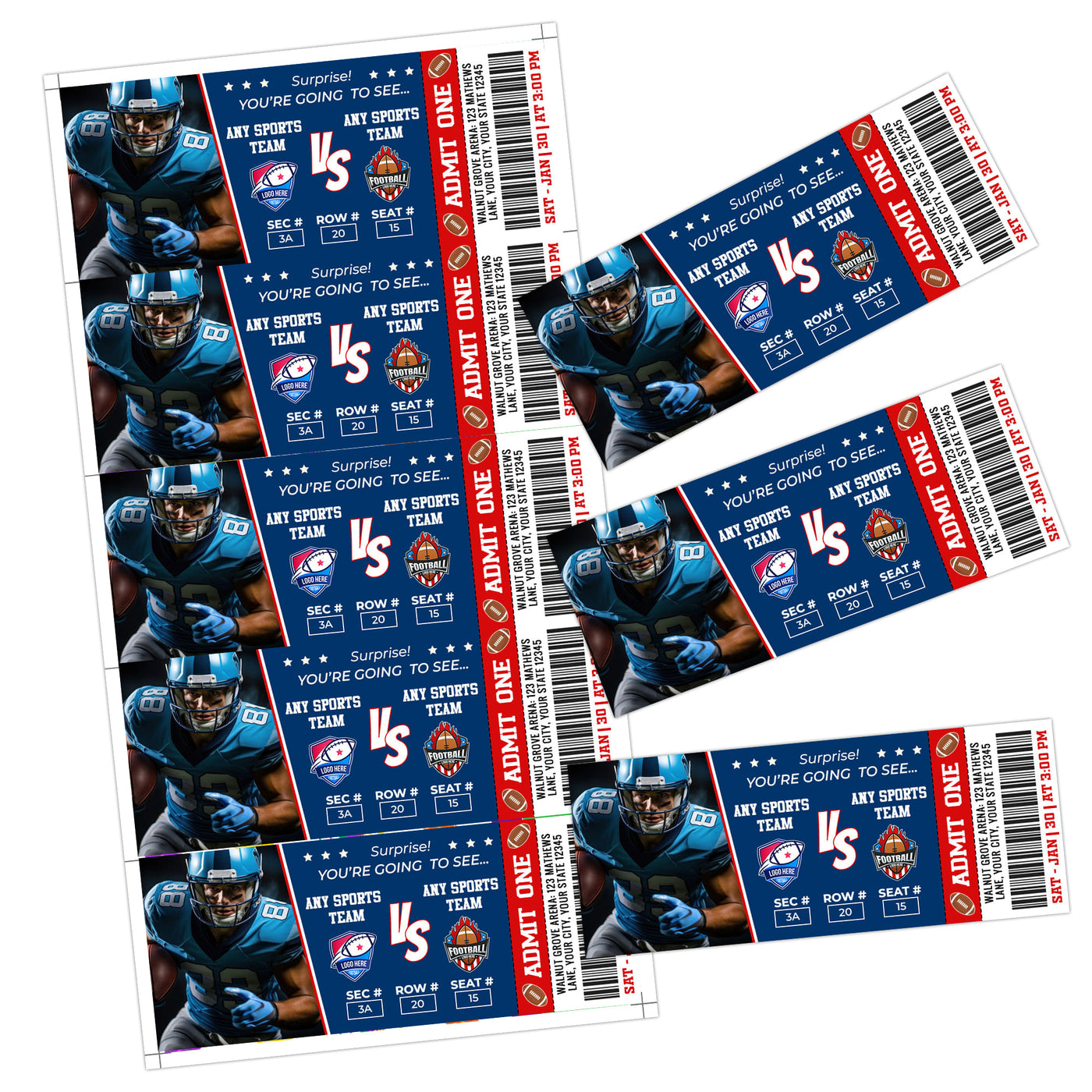 Customizable Football Game Ticket Template | Sports Game Ticket - Posh Park
