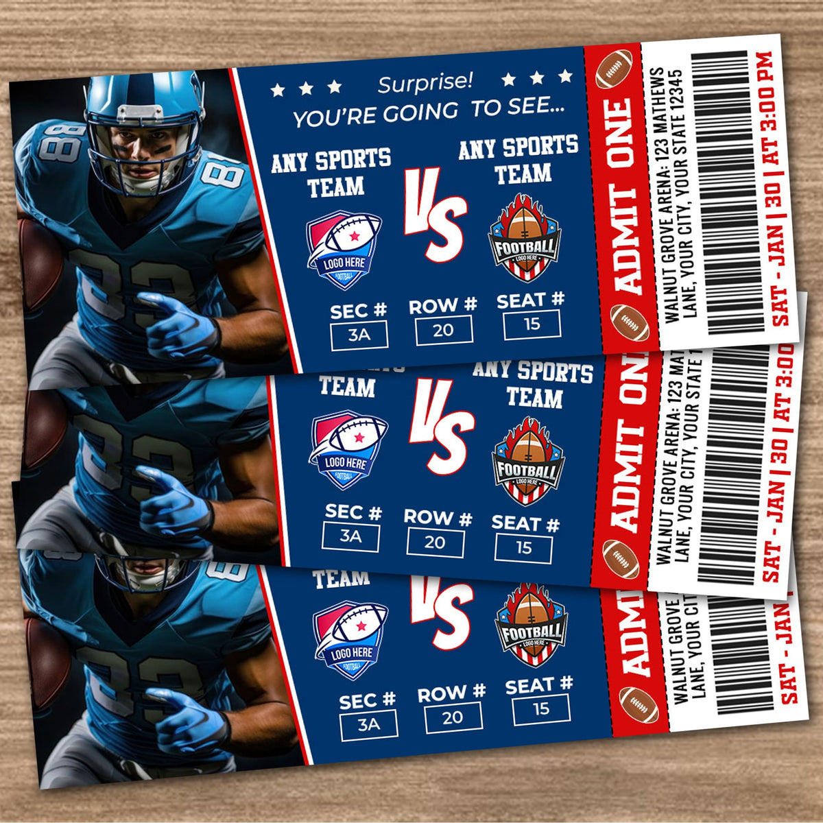 Customizable Football Game Ticket Template | Sports Game Ticket - Posh Park