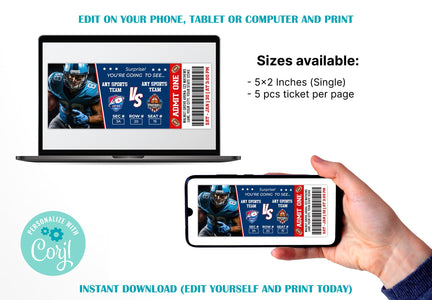 Customizable Football Game Ticket Template | Sports Game Ticket - Posh Park