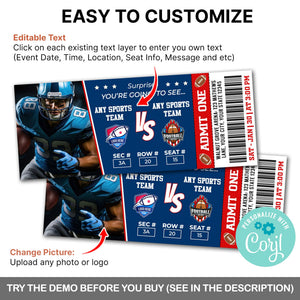Customizable Football Game Ticket Template | Sports Game Ticket - Posh Park