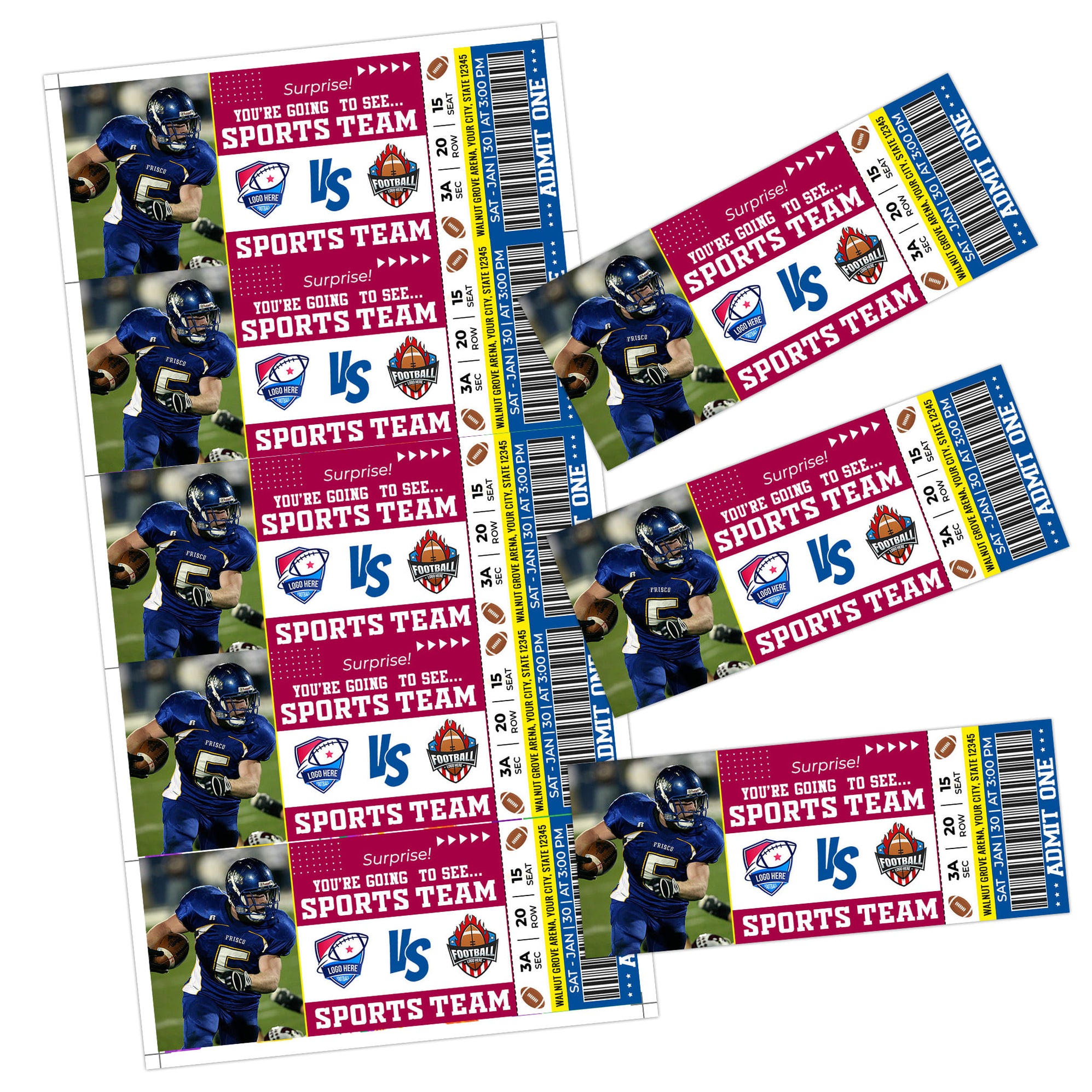 DIY Football Game Ticket Template | Surprise Gift Sports Game Ticket ...