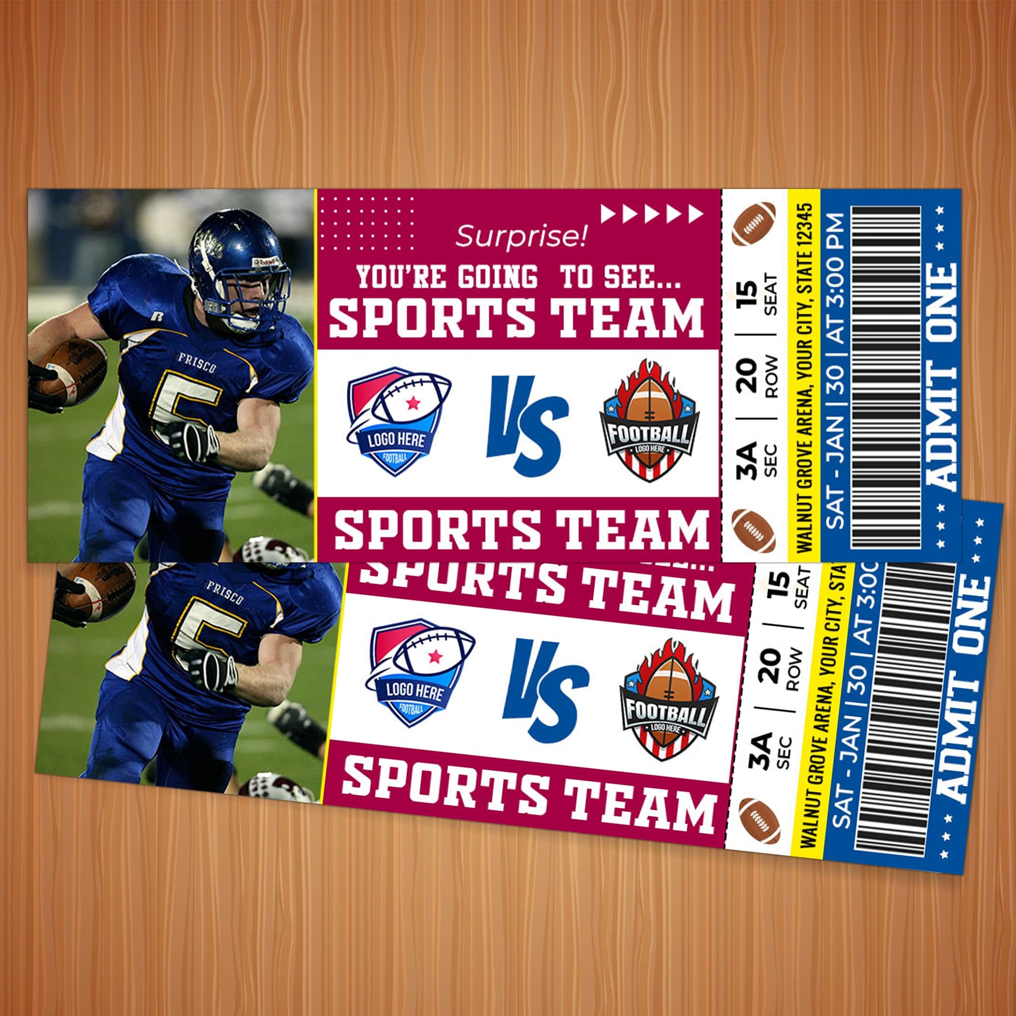 DIY Football Game Ticket Template | Surprise Gift Sports Game Ticket ...