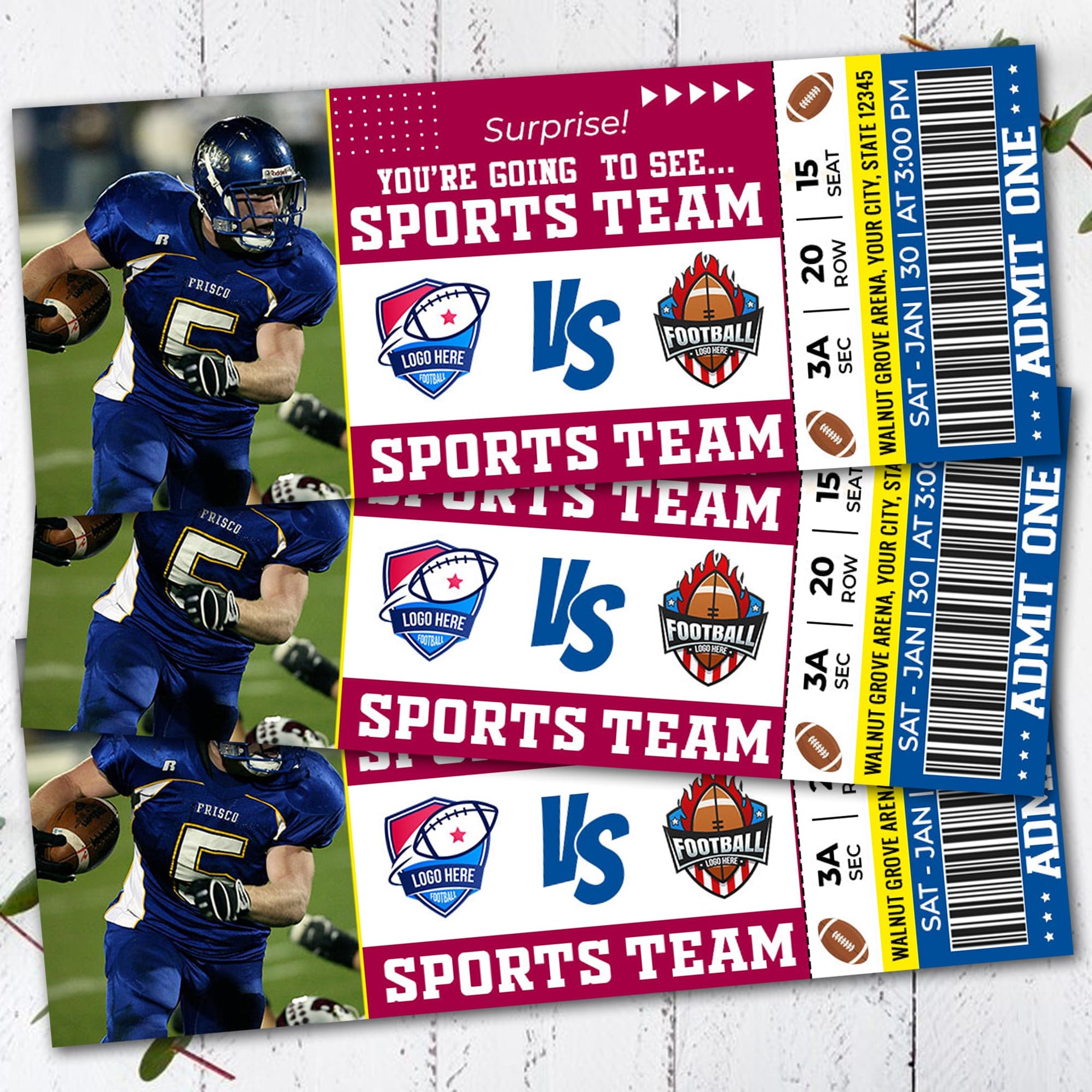 DIY Football Game Ticket Template | Surprise Gift Sports Game Ticket ...