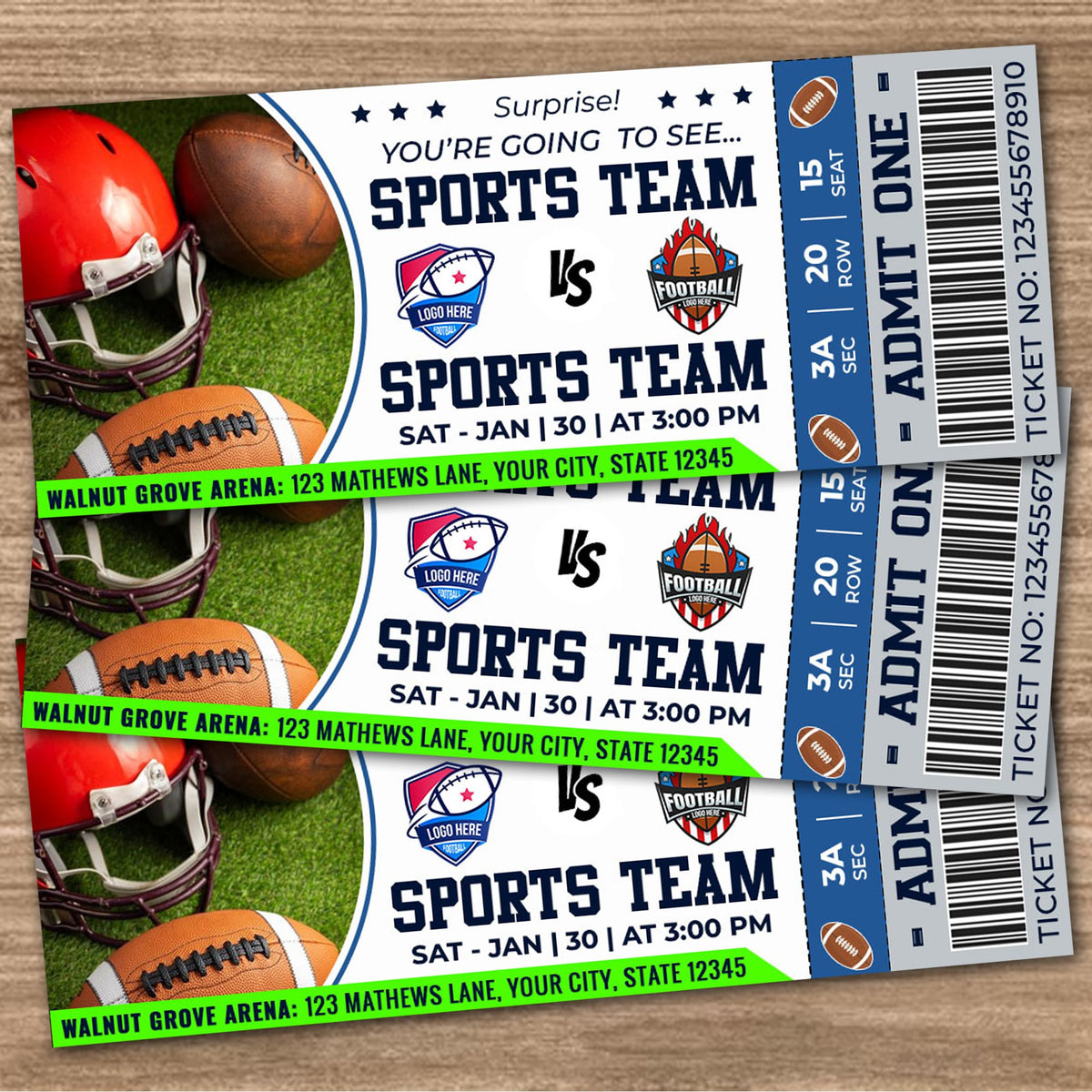 Customizable Football Sports Event Ticket Template | Rugby Sports Game ...