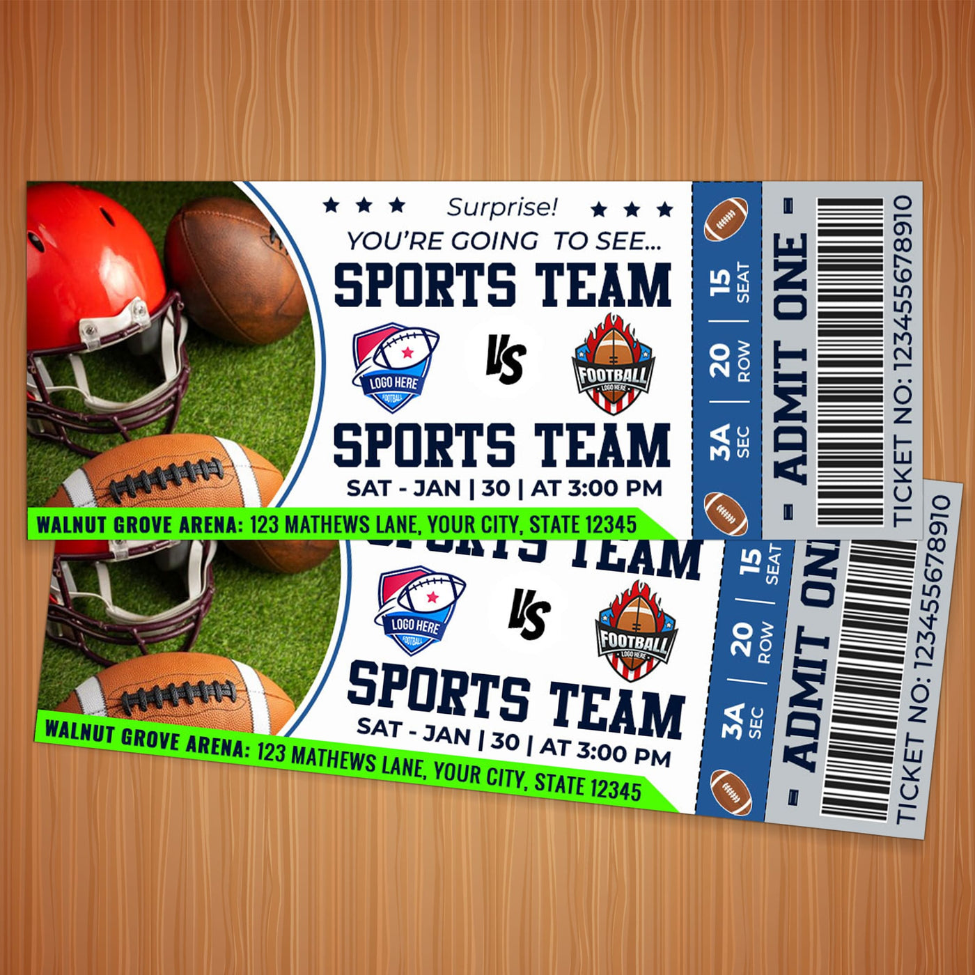 Customizable Football Sports Event Ticket Template | Rugby Sports Game ...