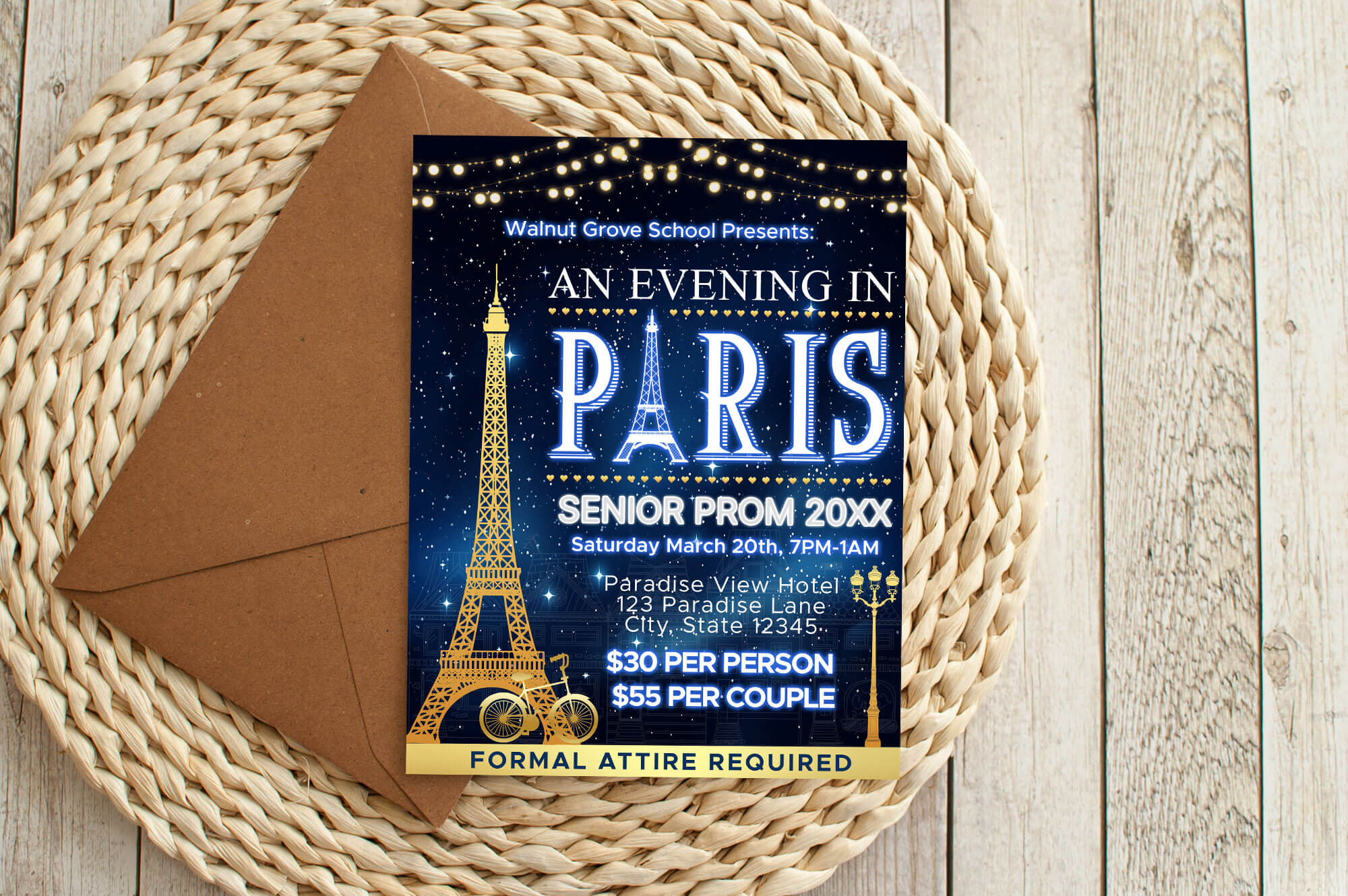 DIY An Evening in Paris Prom Flyer | School Night Dance Invitation ...
