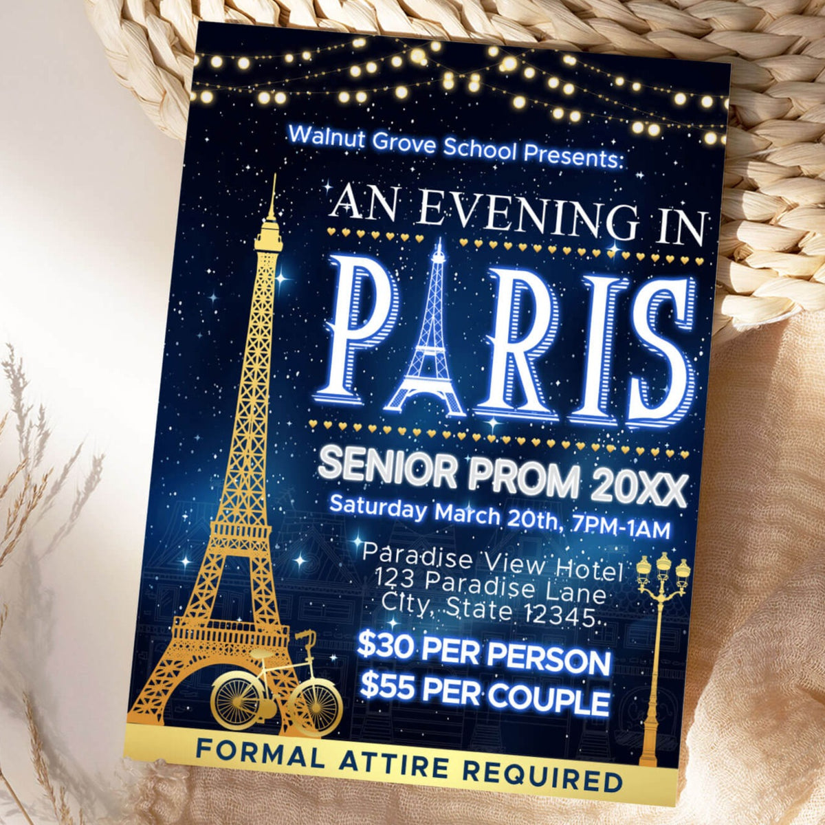 DIY An Evening in Paris Prom Flyer | School Night Dance Invitation ...