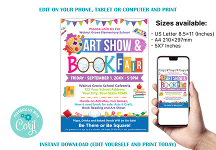Art Show and Book Fair Flyer Template | PTA PTO School Fundraiser ...