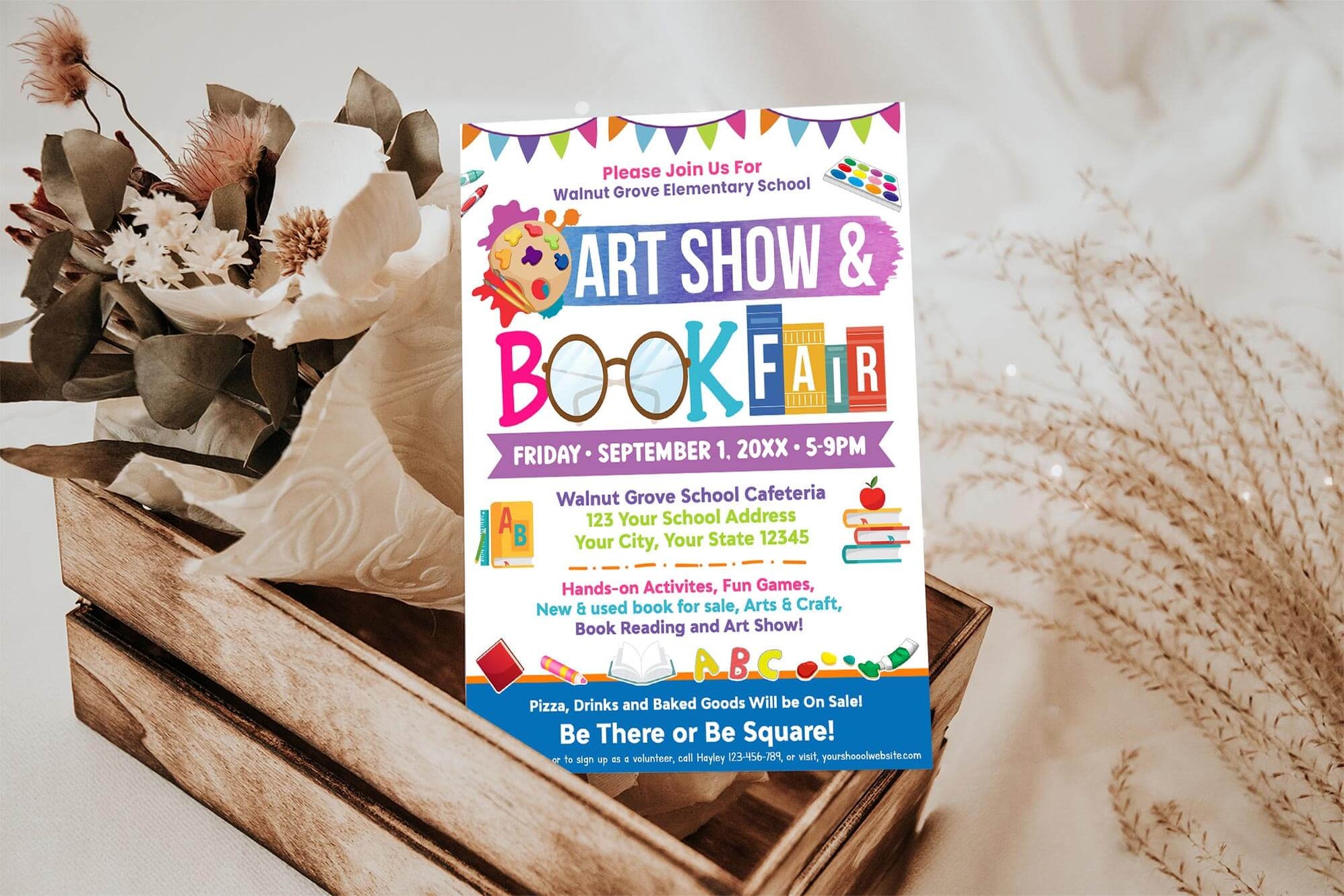 Art Show and Book Fair Flyer Template | PTA PTO School Fundraiser ...