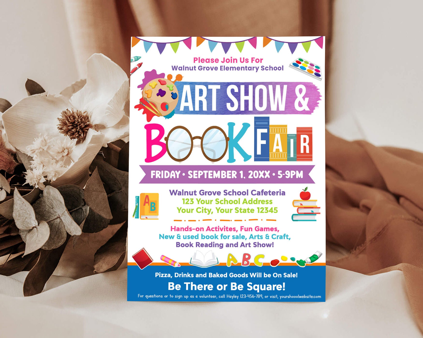 Art Show and Book Fair Flyer Template | PTA PTO School Fundraiser ...