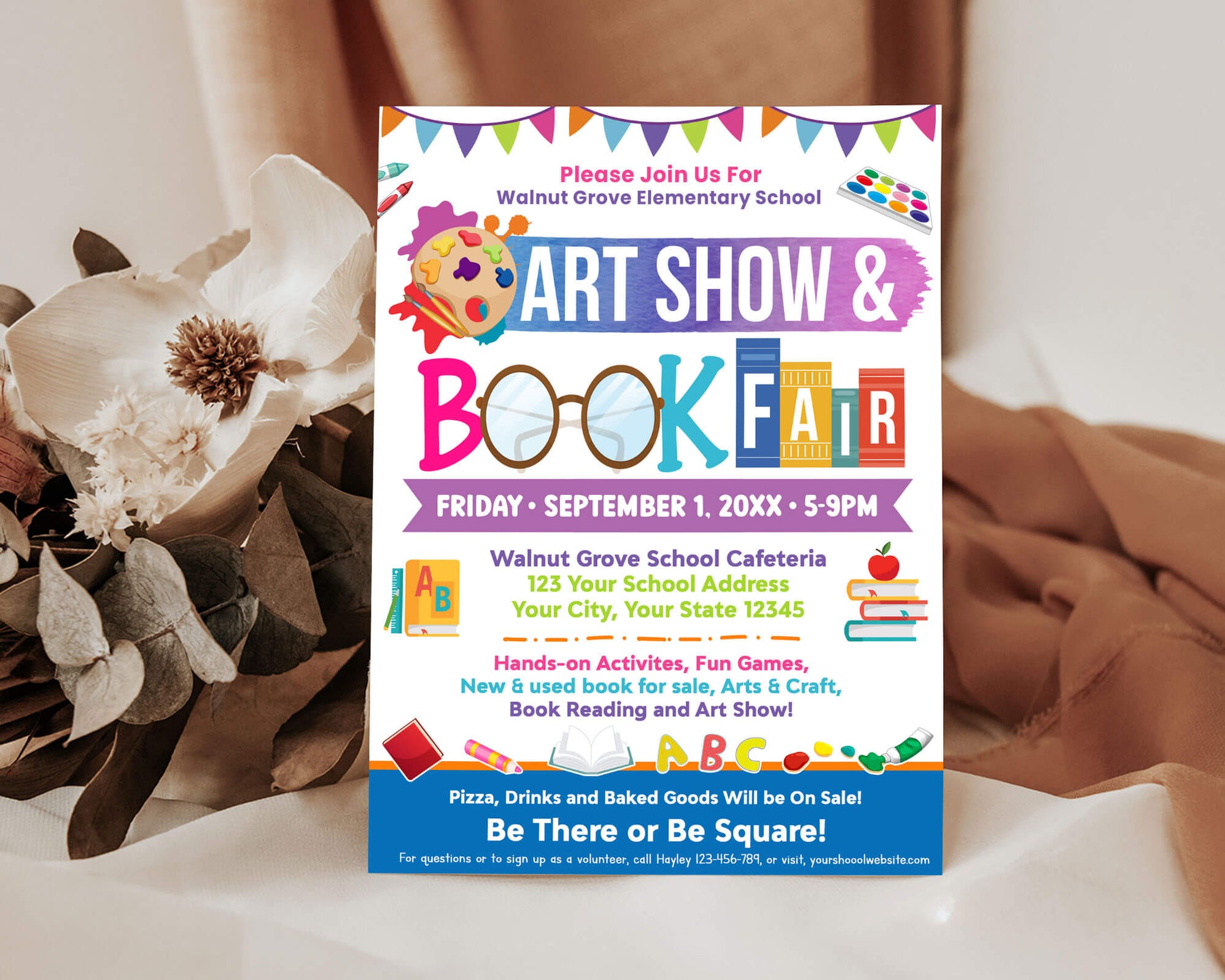 Art Show and Book Fair Flyer Template | PTA PTO School Fundraiser ...
