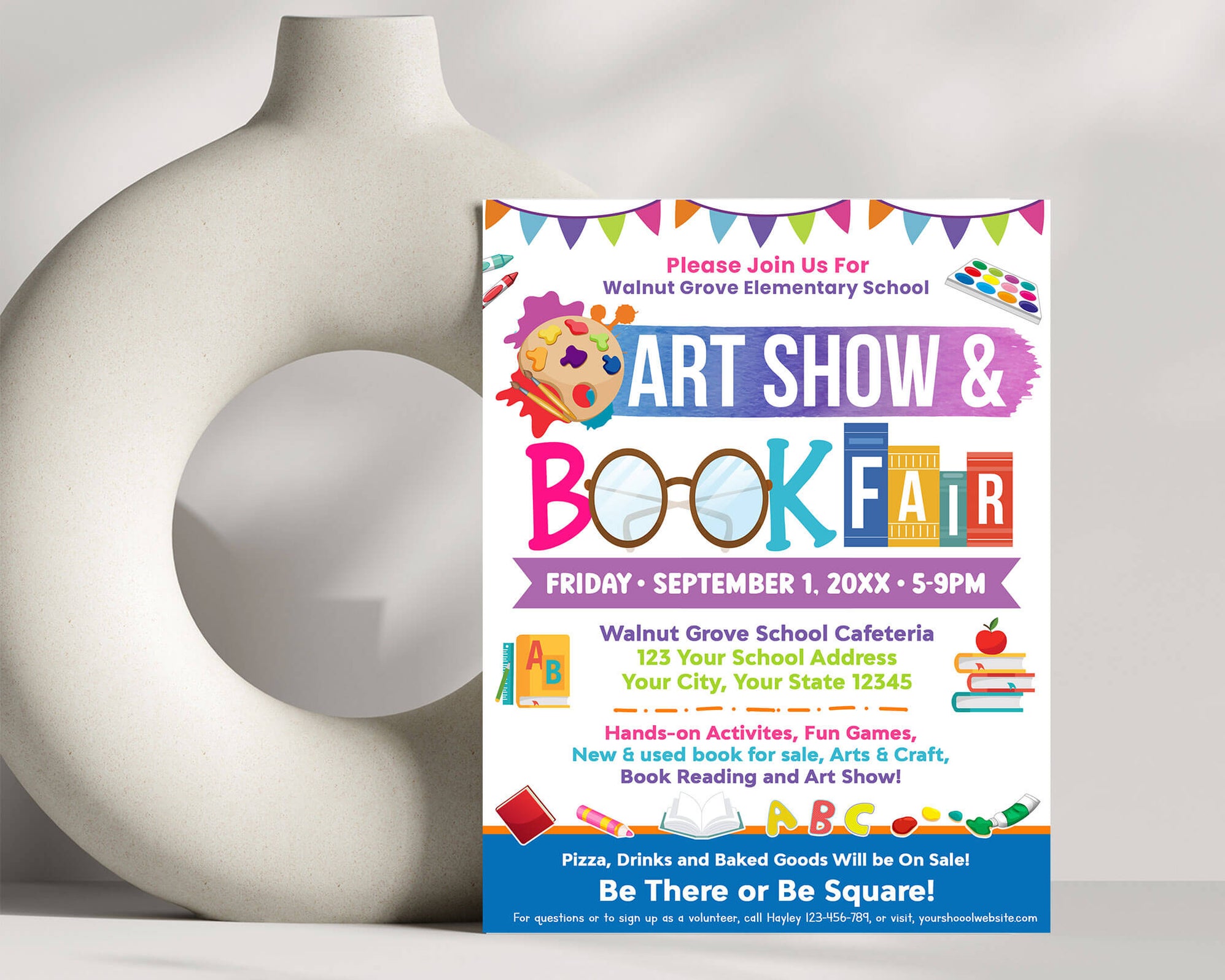 Art Show and Book Fair Flyer Template | PTA PTO School Fundraiser ...