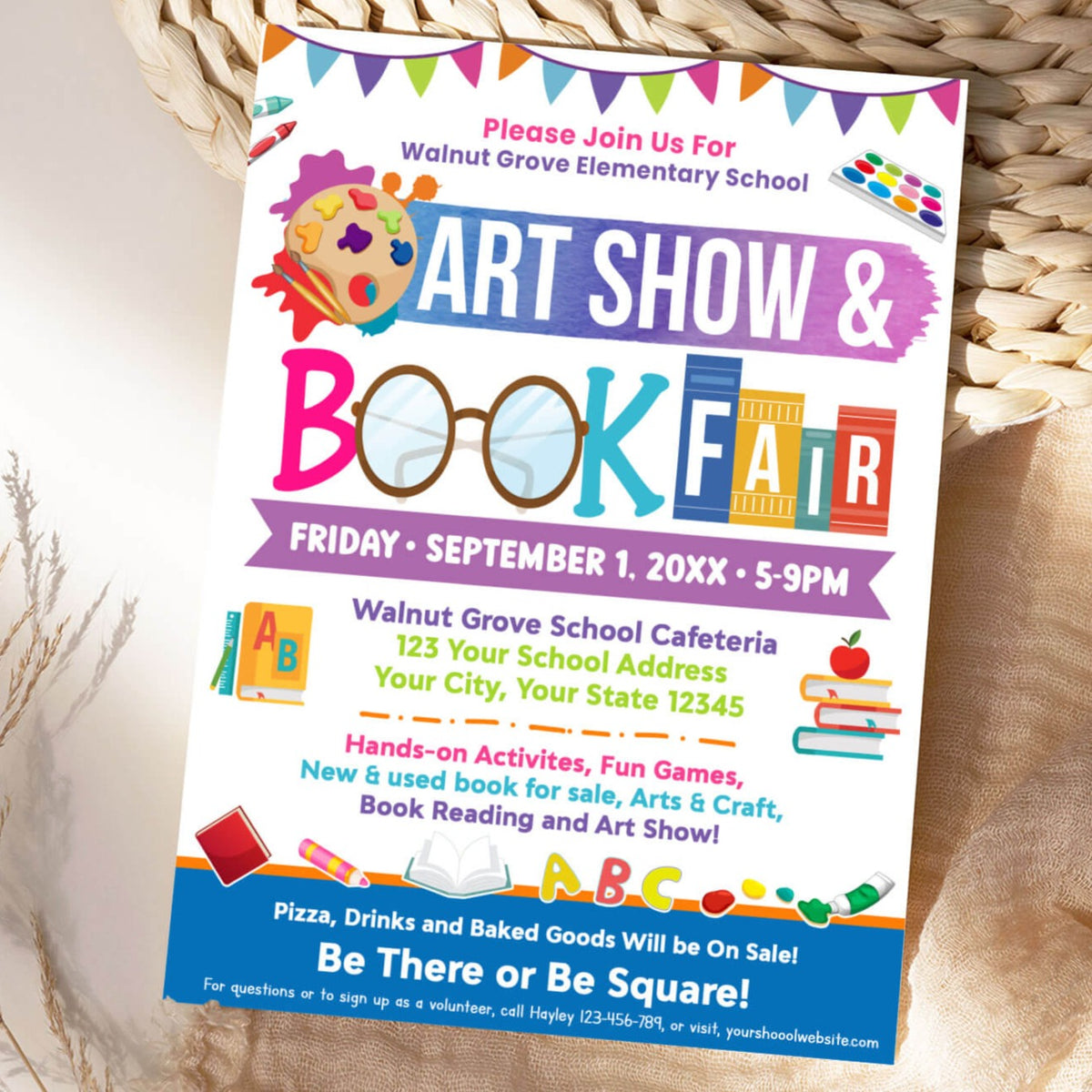 Art Show and Book Fair Flyer Template | PTA PTO School Fundraiser ...