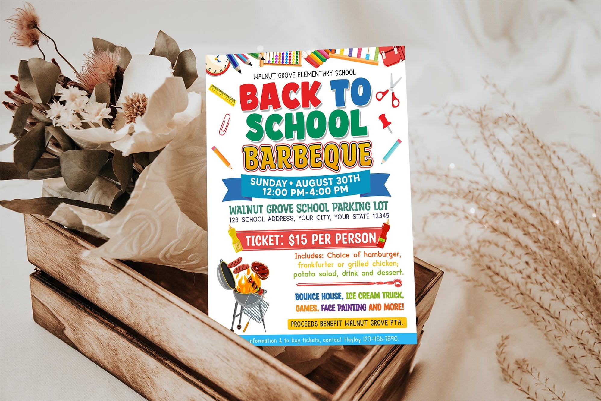 Customizable Back To School BBQ Flyer Template | School BBQ Party Flyer ...
