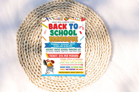 Customizable Back To School BBQ Flyer Template | School BBQ Party Flyer ...