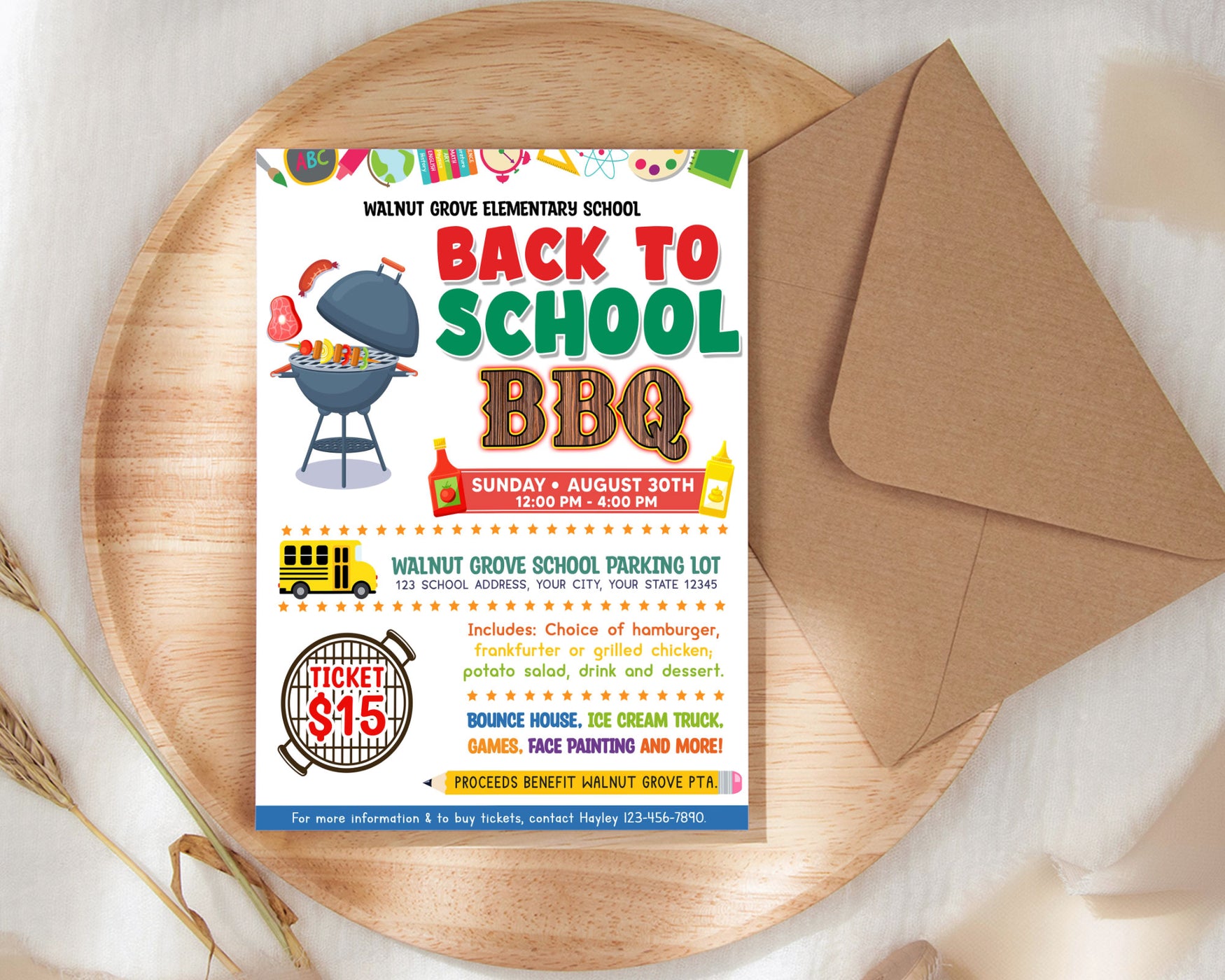 DIY Back To School BBQ Flyer | School Cookout BBQ Party Flyer Invite ...