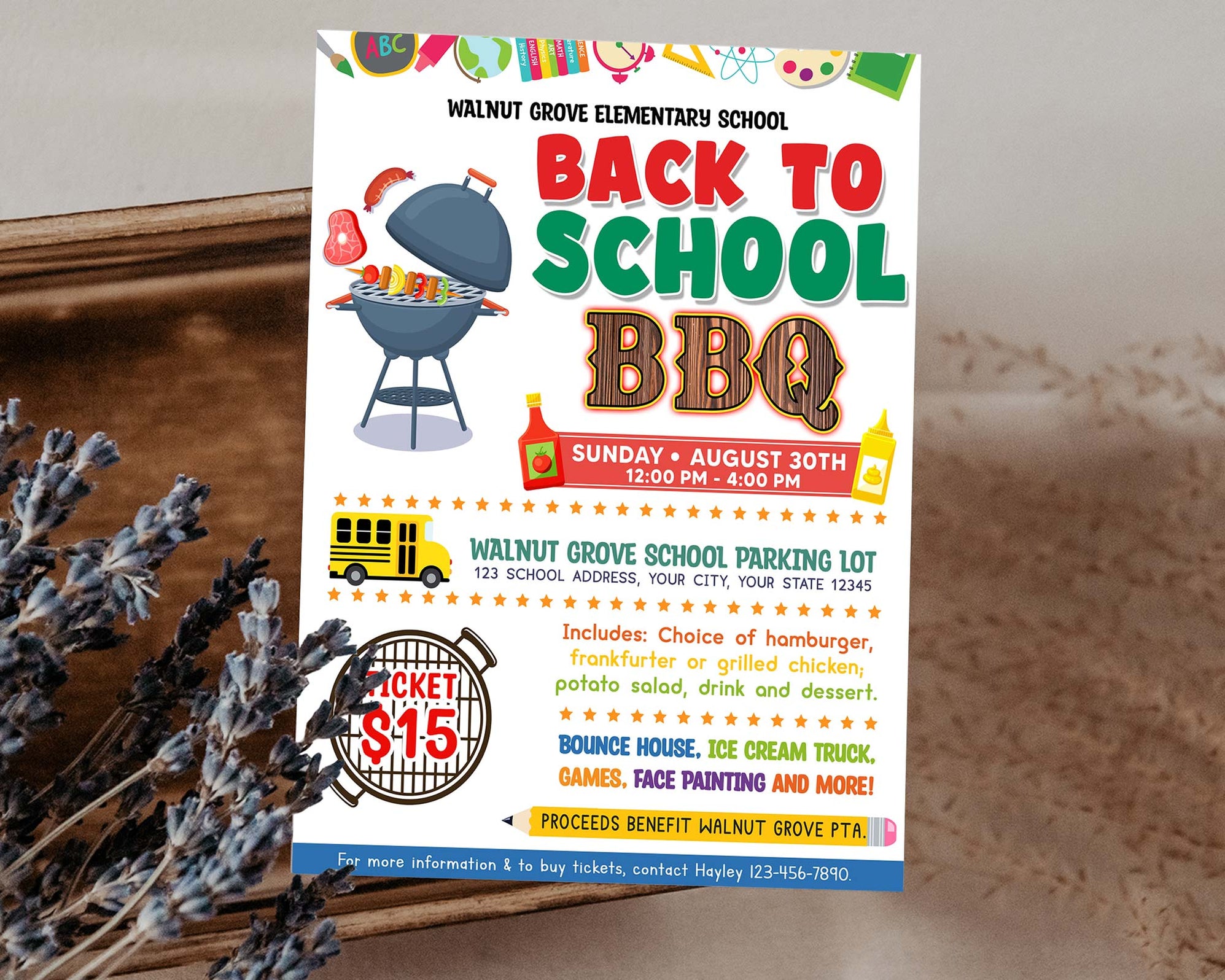 DIY Back To School BBQ Flyer | School Cookout BBQ Party Flyer Invite ...