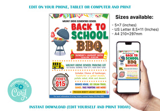 DIY Back To School BBQ Flyer | School Cookout BBQ Party Flyer Invite ...