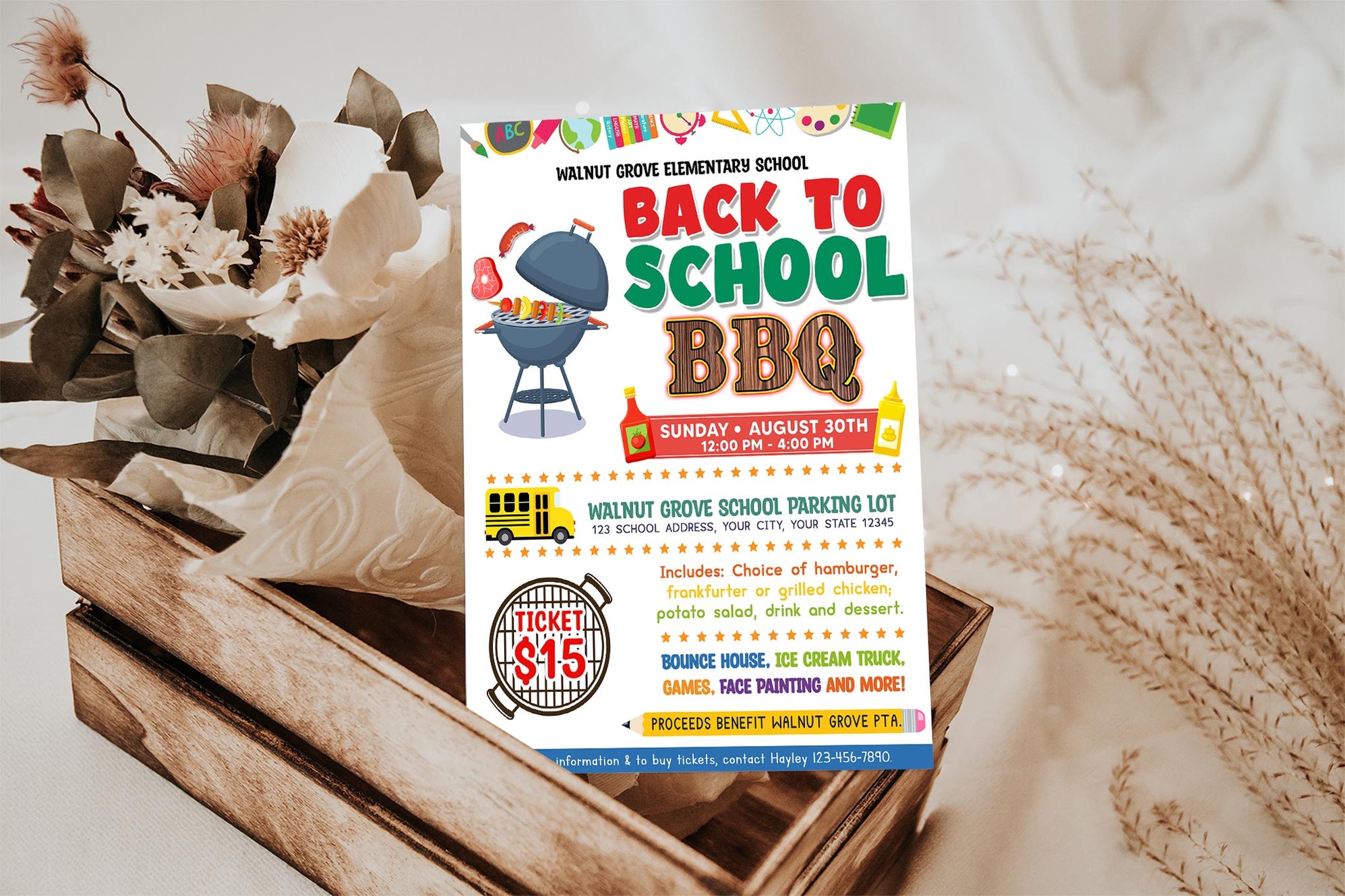 DIY Back To School BBQ Flyer | School Cookout BBQ Party Flyer Invite ...